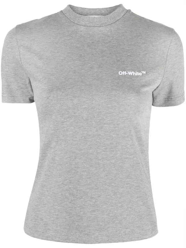 Off-White Helvetica Logo-print T-shirt - Grey