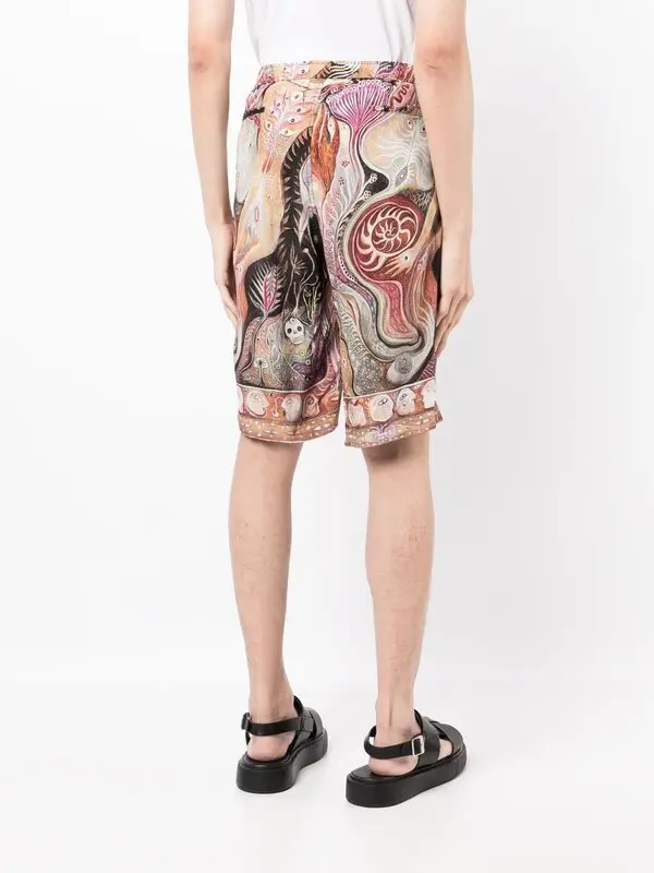 ENDLESS JOY Dark Star Graphic-print Silk Shorts