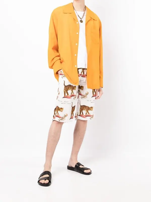 ENDLESS JOY Motif-print Bermuda Shorts - White