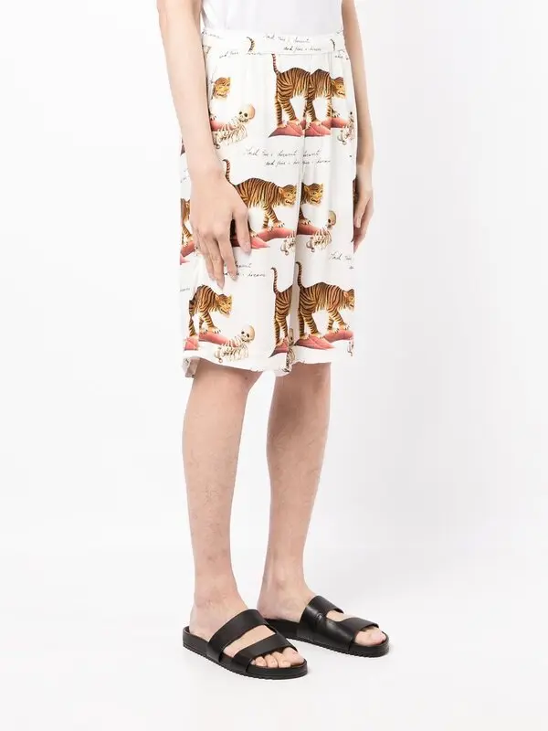 ENDLESS JOY Motif-print Bermuda Shorts - White