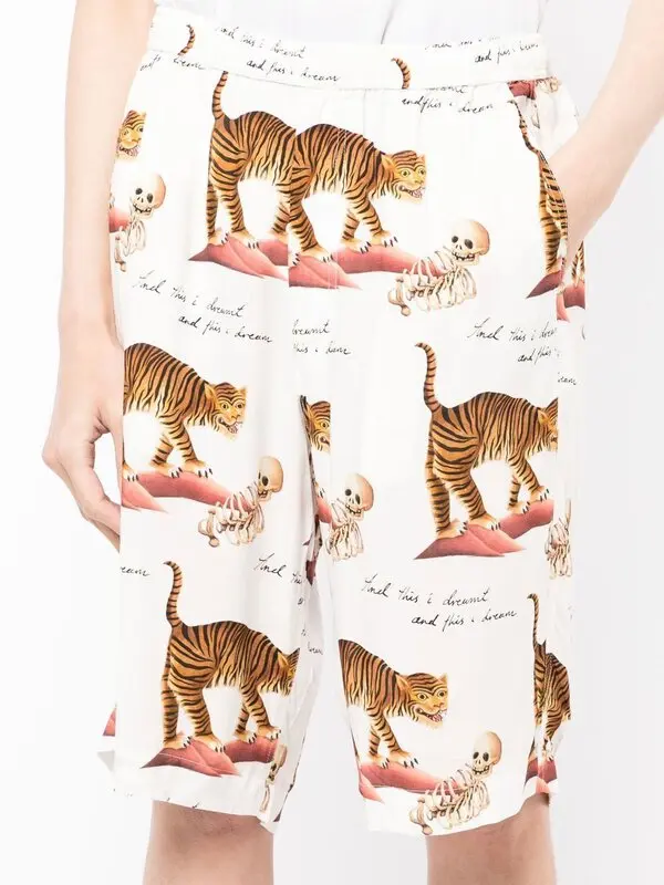 ENDLESS JOY Motif-print Bermuda Shorts - White