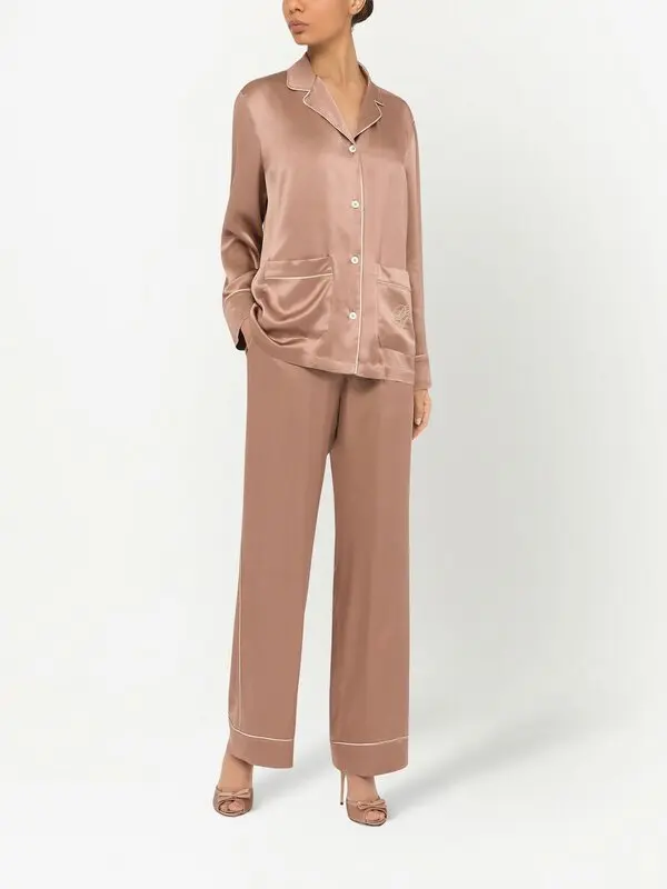 Dolce & Gabbana Contrast-trim Satin Pajama Bottoms - Pink