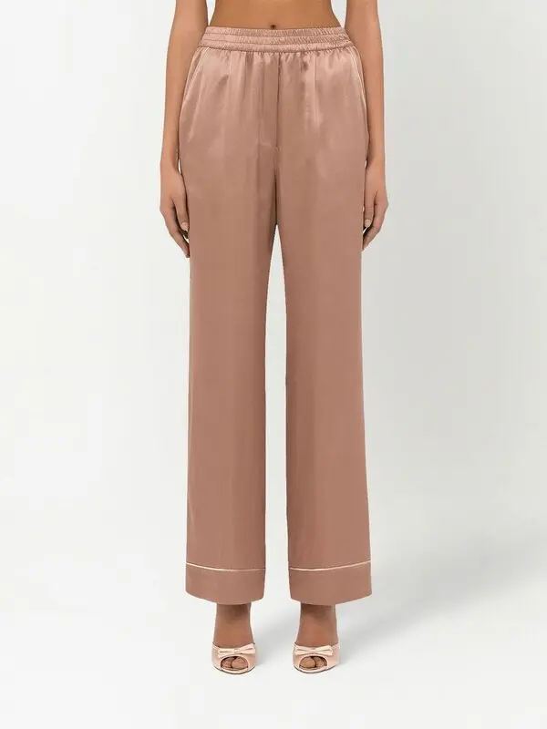 Dolce & Gabbana Contrast-trim Satin Pajama Bottoms - Pink