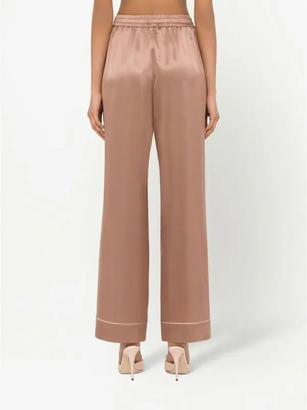 Dolce & Gabbana Contrast-trim Satin Pajama Bottoms - Pink