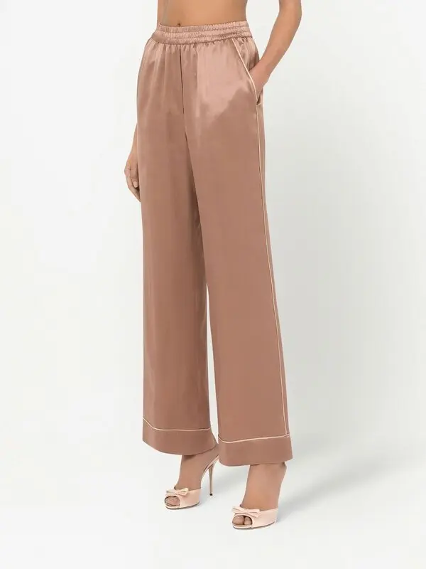 Dolce & Gabbana Contrast-trim Satin Pajama Bottoms - Pink