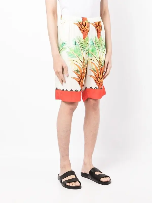 ENDLESS JOY Date Palm Motif-print Bermuda Shorts - Neutrals