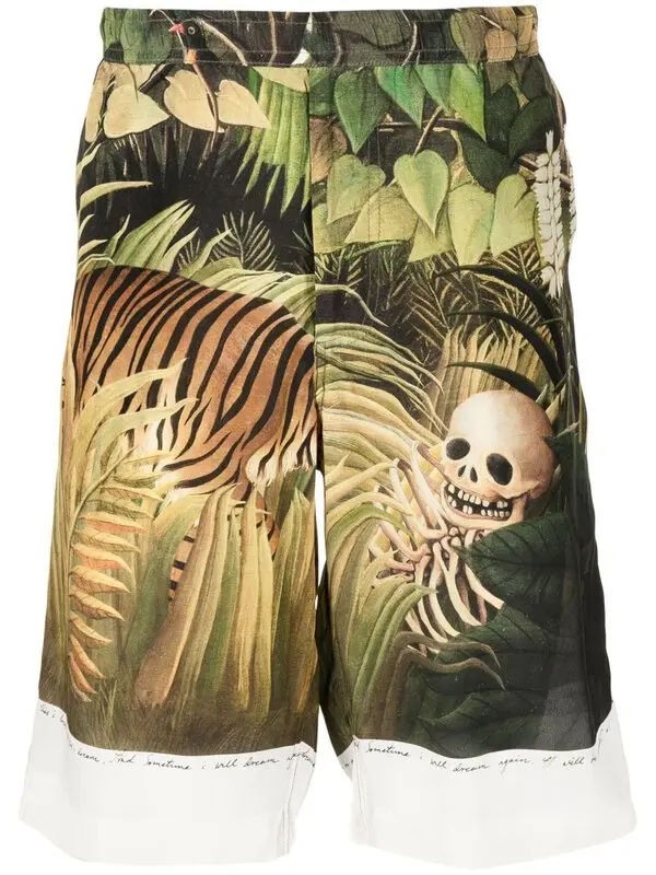 ENDLESS JOY Graphic-print Silk Shorts