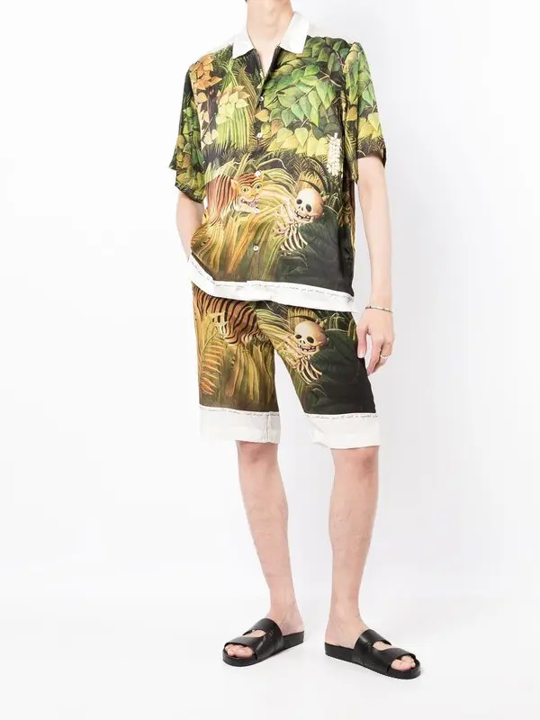 ENDLESS JOY Graphic-print Silk Shorts