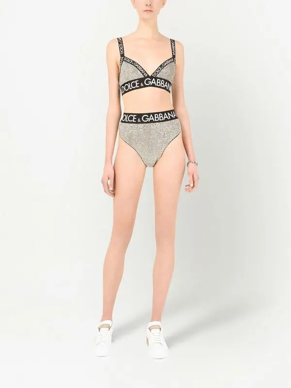 Dolce & Gabbana High-waisted Crystal-embellished Briefs