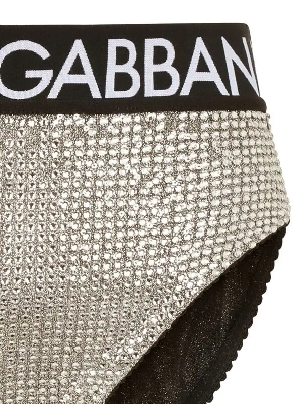 Dolce & Gabbana High-waisted Crystal-embellished Briefs