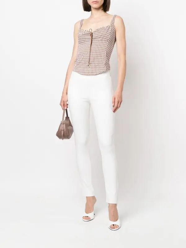 Patrizia Pepe Gingham-print Poplin Bustier Top