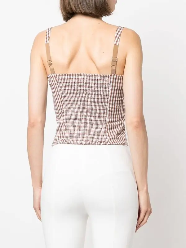 Patrizia Pepe Gingham-print Poplin Bustier Top