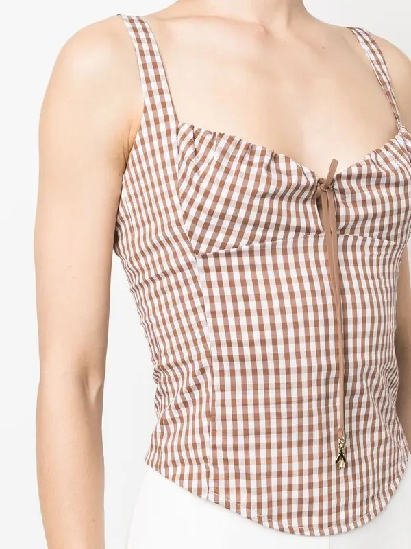 Patrizia Pepe Gingham-print Poplin Bustier Top
