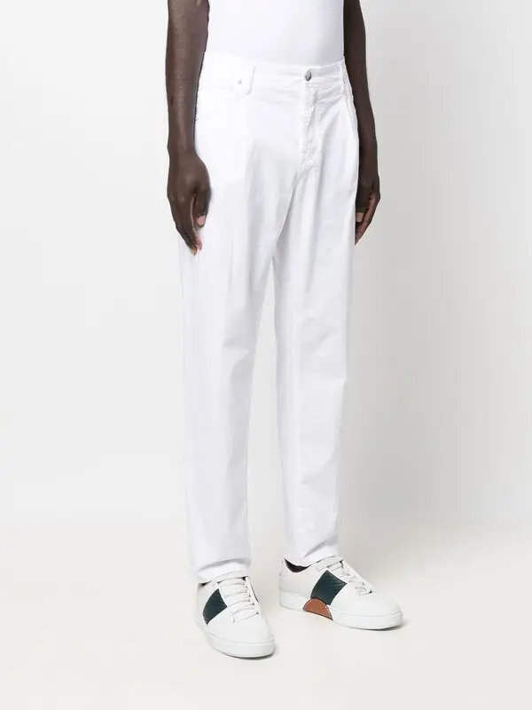 Incotex Pleat-detail Straight-leg Trousers - White