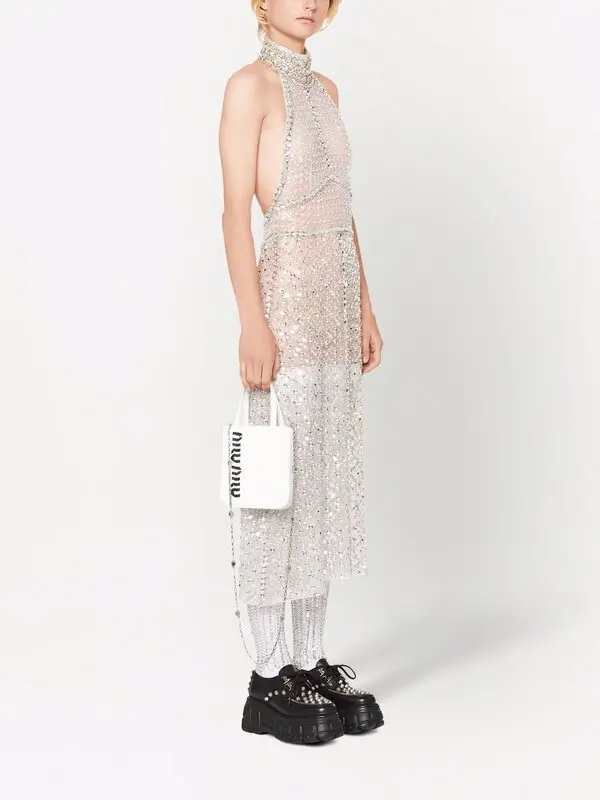 Miu Miu Embroidered Organza Halter Dress