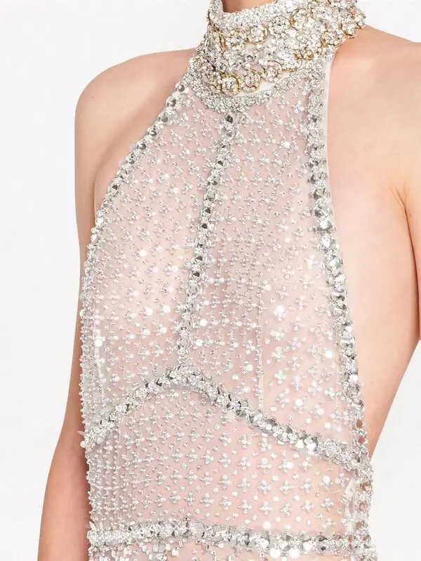 Miu Miu Embroidered Organza Halter Dress