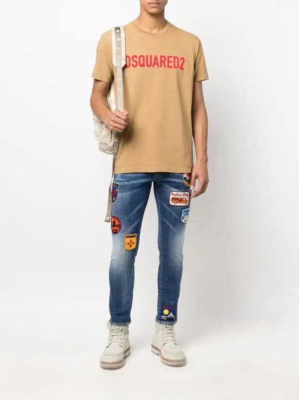 Dsquared2 Logo-print Short-sleeve T-shirt - Neutrals