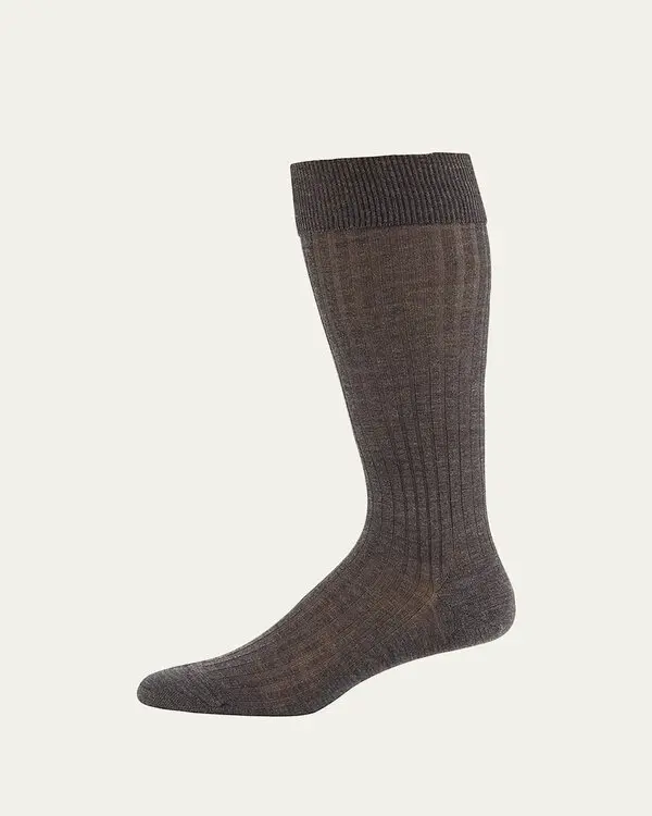 Pantherella Laburnum Over-the-calf Ribbed Merino Wool Socks - Charcoal
