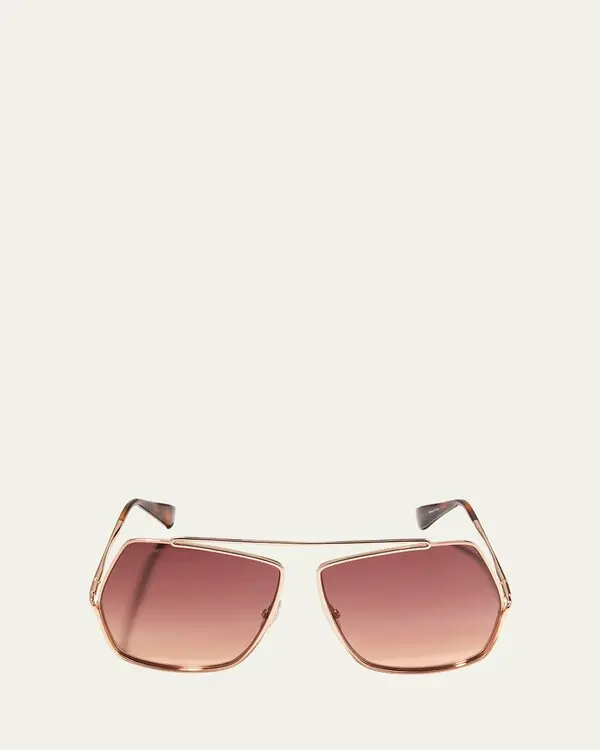 Max Mara Elsa Geometric Sunglasses - Yellow / Brown