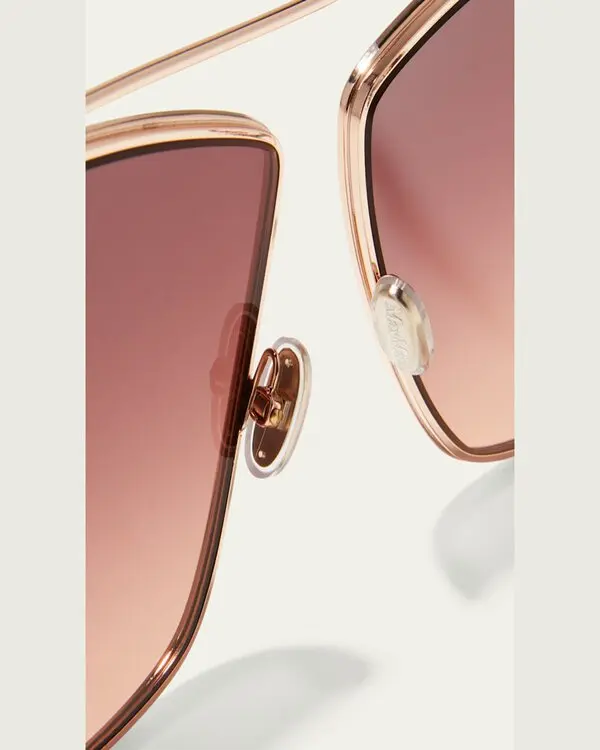 Max Mara Elsa Geometric Sunglasses - Yellow / Brown