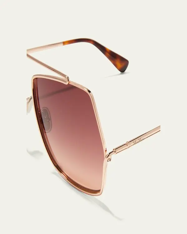 Max Mara Elsa Geometric Sunglasses - Yellow / Brown