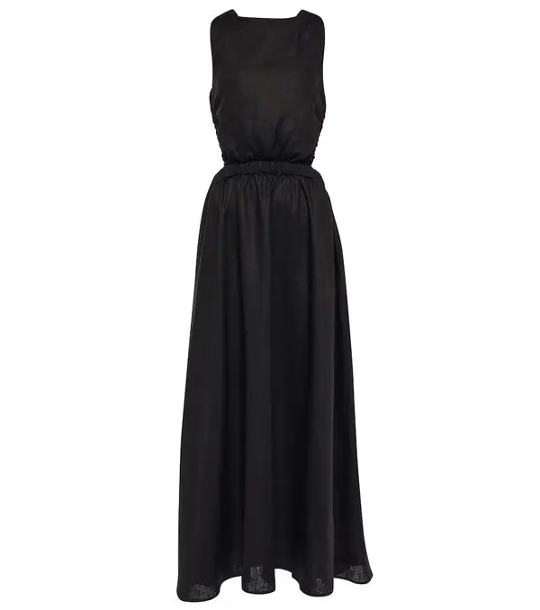 Sir. Alena Open-Back Linen Maxi Dress In Black - 30% Off | Editorialist