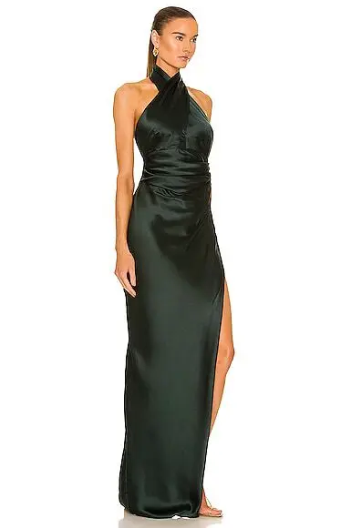 The Sei For Cross Wrap Halter Gown In Dark Green In Hunter - 47% Off |  Editorialist