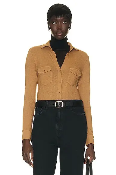 NILI LOTAN Liam Shirt In Brown