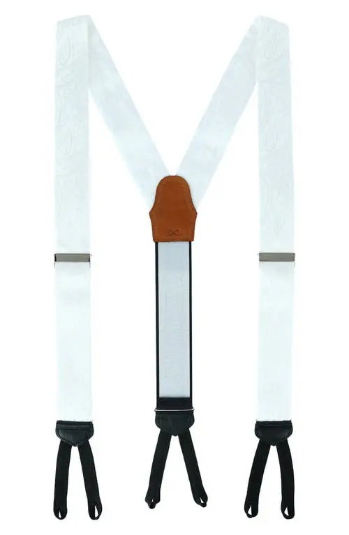Trafalgar Banbury Paisley Suspenders - White