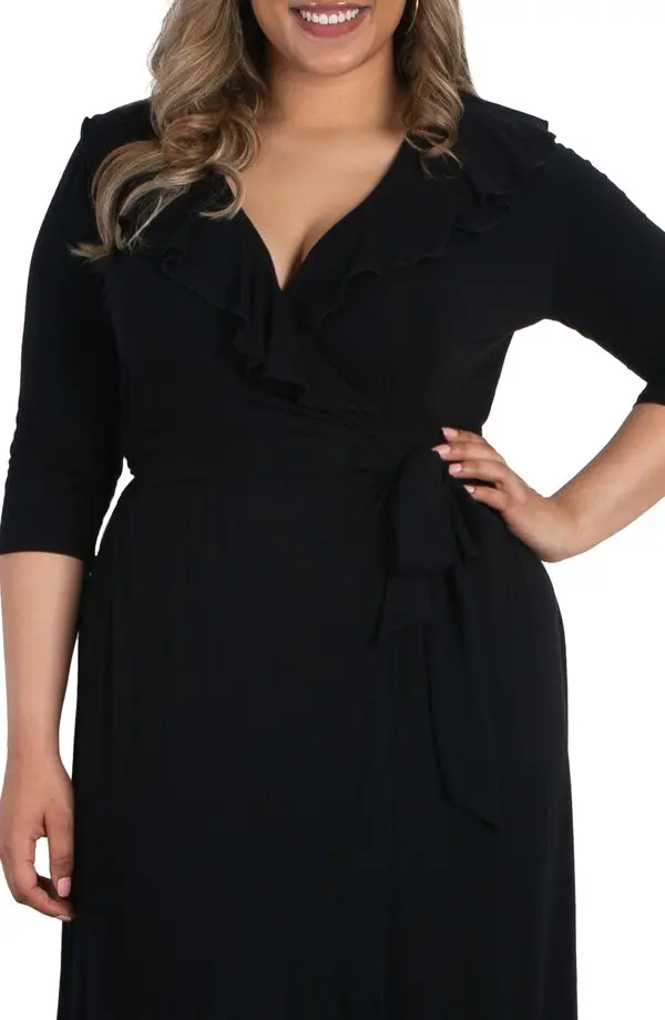 KIYONNA Maritime Ruffle Wrap Maxi Dress
