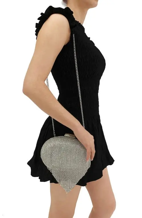 OLGA BERG Bria Crystal Fringe Clutch