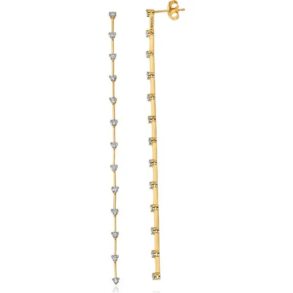 CRISLU Cubic Zirconia Bar Drop Earrings - Gold