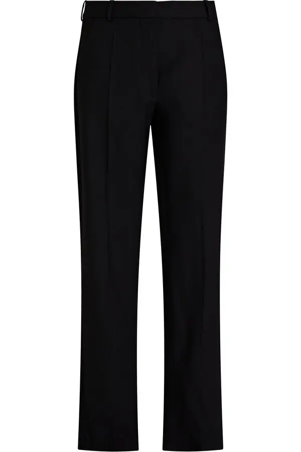 Victoria Beckham Satin-paneled Wool And Mohair-blend Crepe Straight-leg Pants - Black