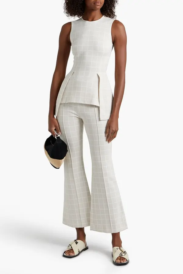 Rosetta Getty Checked Cady Flared Pants