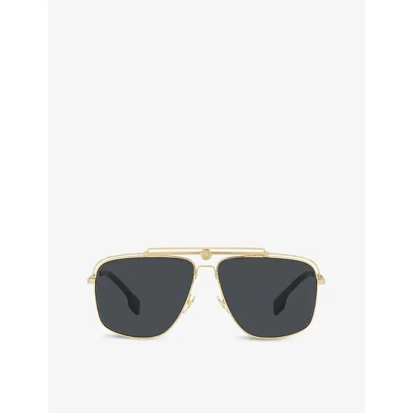 Versace Ve2242 Square Sunglasses - Gold