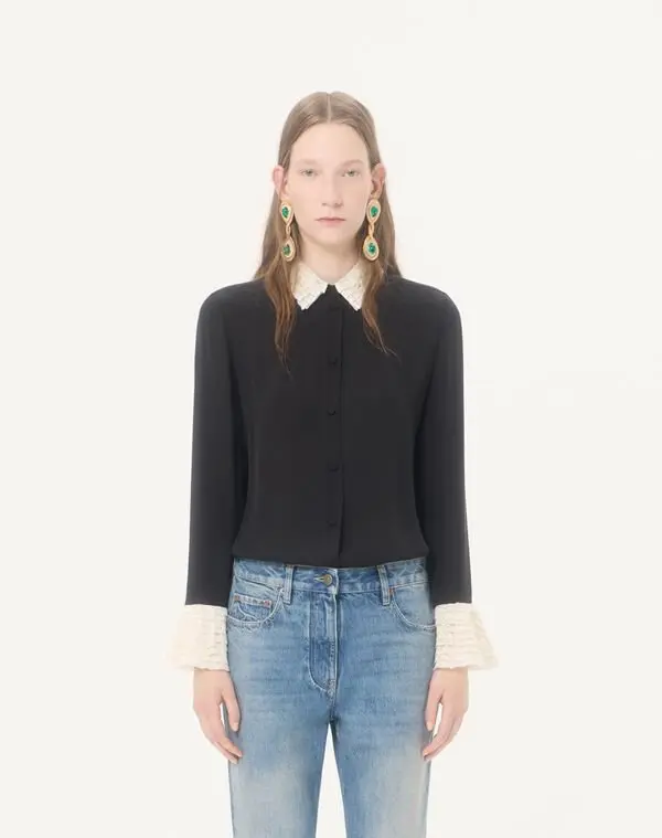 Valentino Garavani Georgette Blouse - Black/ivory