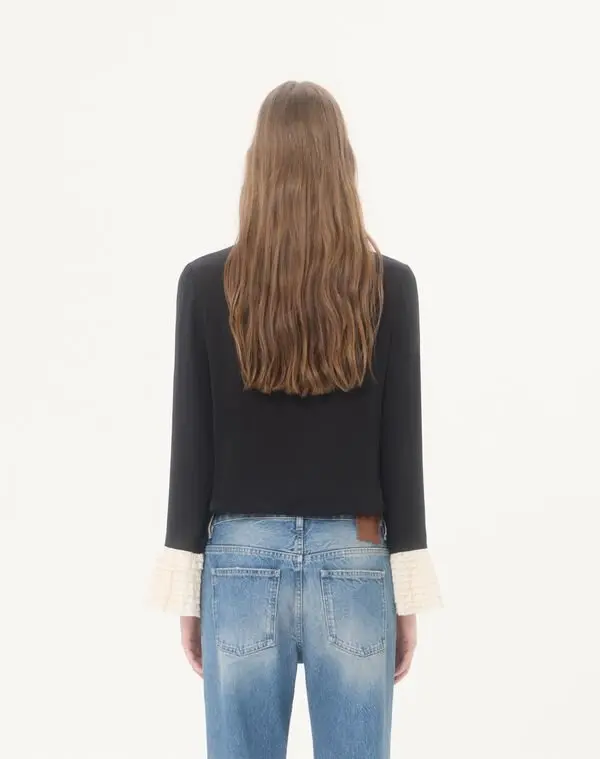Valentino Garavani Georgette Blouse - Black/ivory