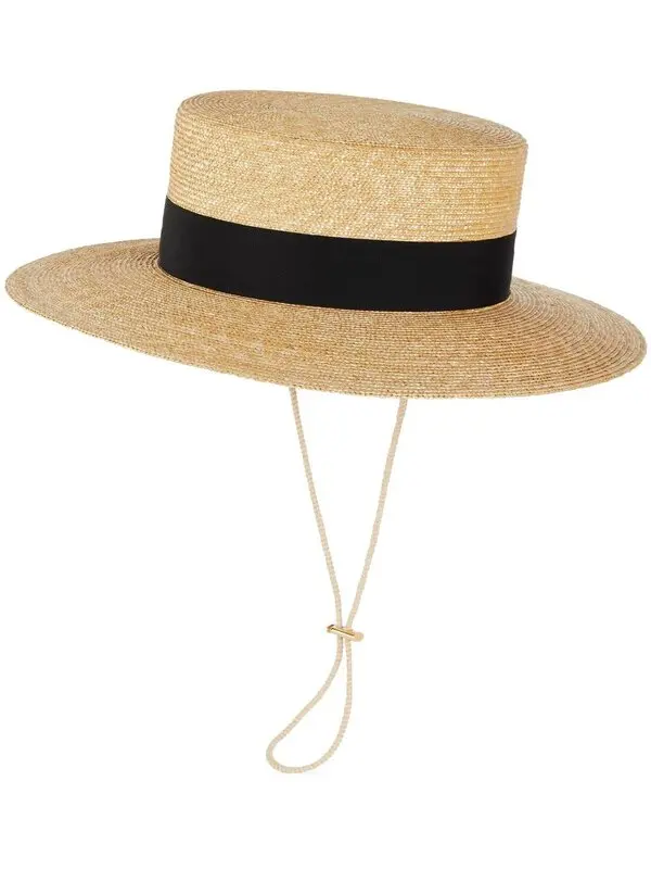 Gucci Straw Boater Hat - Neutrals