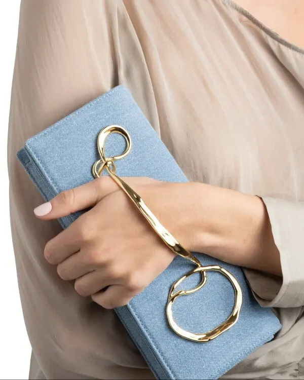 Alexis Bittar Twisted Side Handle Clutch Purse - Gold