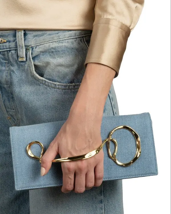 Alexis Bittar Twisted Side Handle Clutch Purse - Gold
