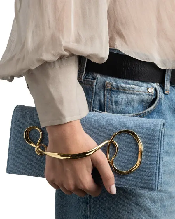 Alexis Bittar Twisted Side Handle Clutch Purse - Gold