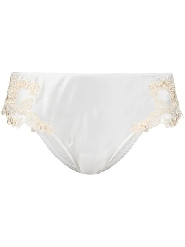 La Perla Lace Floral-embroidered Silk Briefs