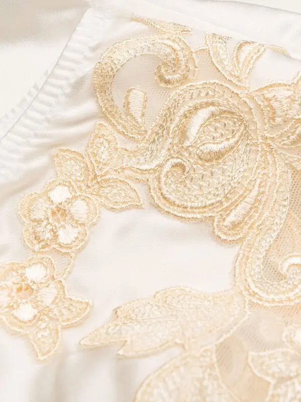 La Perla Lace Floral-embroidered Silk Briefs