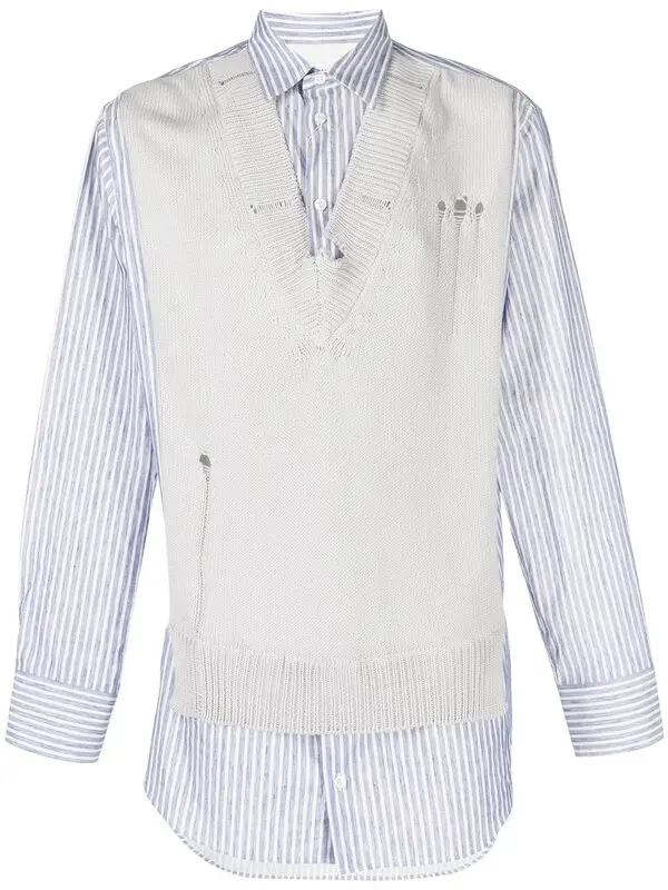 MAISON MARGIELA Destroyed Spliced Knit Shirt