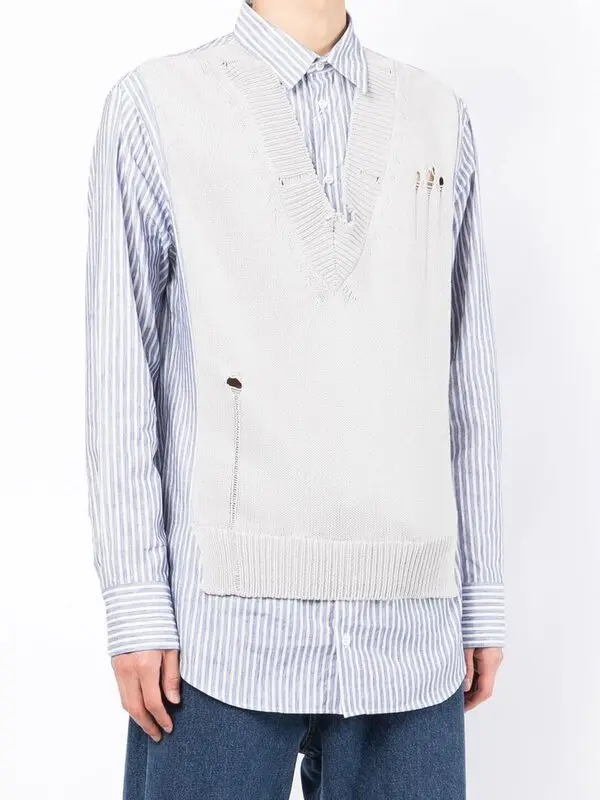 MAISON MARGIELA Destroyed Spliced Knit Shirt