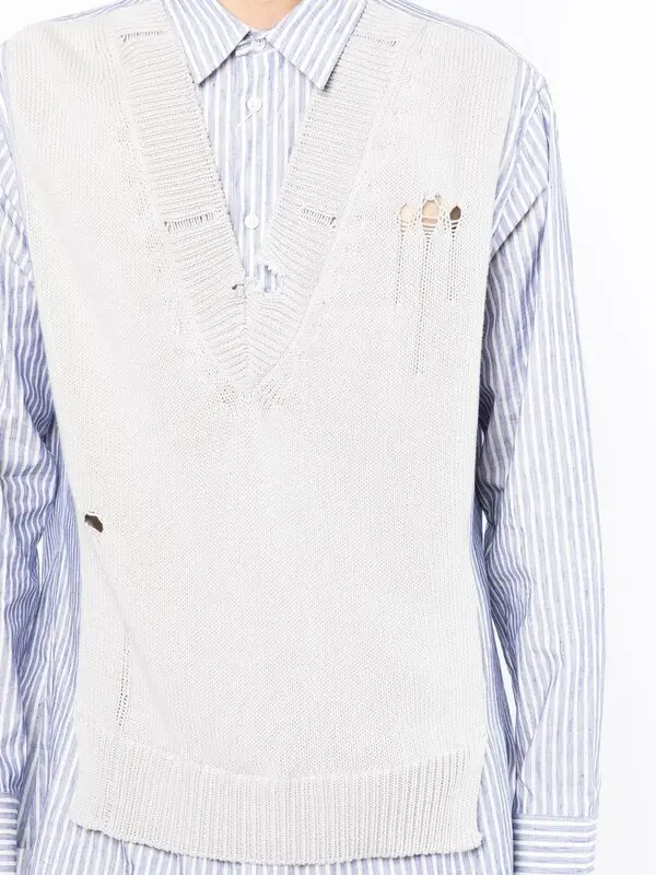 MAISON MARGIELA Destroyed Spliced Knit Shirt