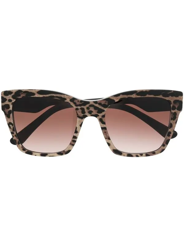 Dolce & Gabbana Animal-print Square-frame Sunglasses - Neutrals