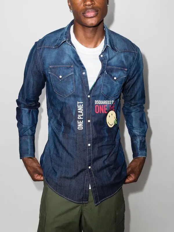 Dsquared2 Logo-print Detail Denim Shirt