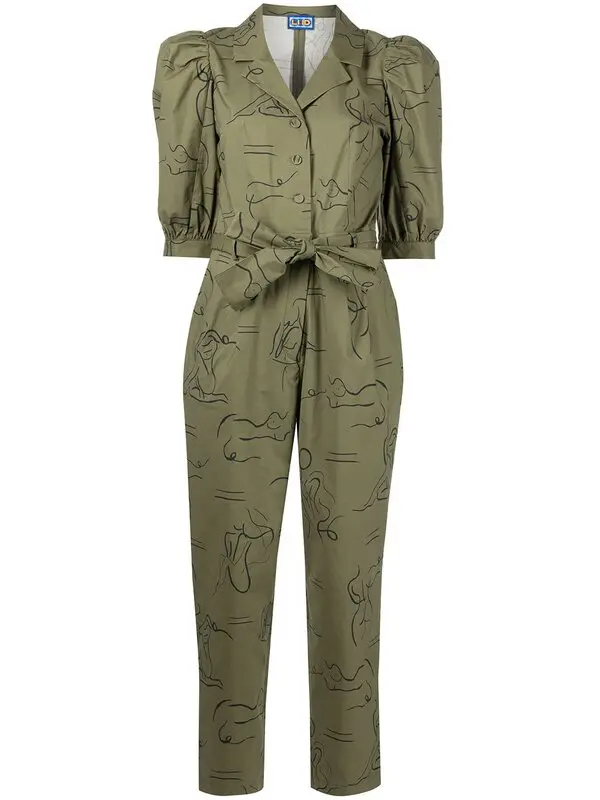 Lhd Casitas Abstract-print Jumpsuit - Green