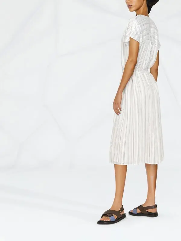 Vince Drapey Stripe Shirred Dress